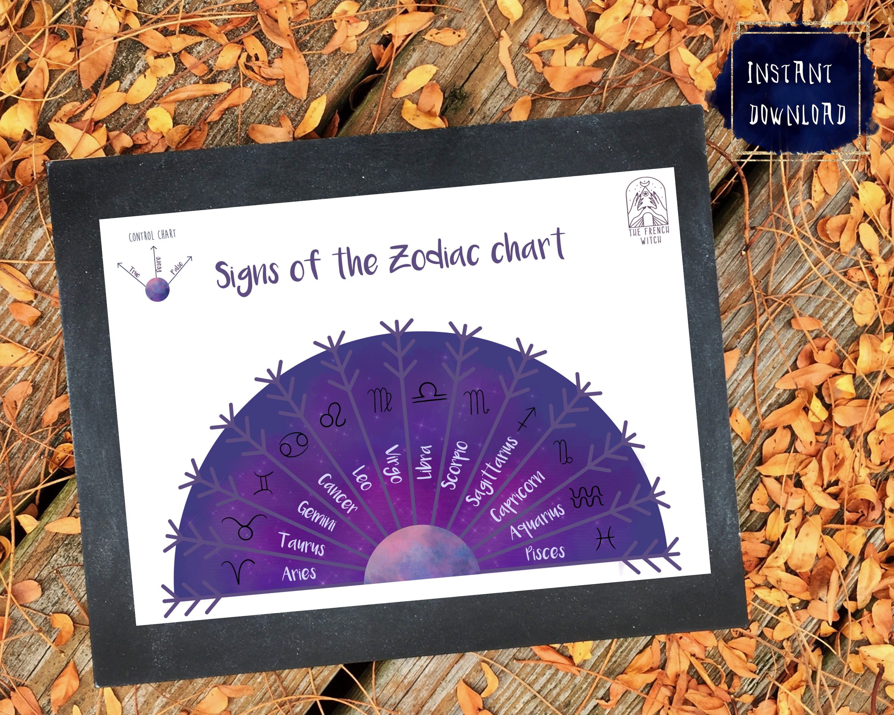 Zodiac Signs Printable Pendulum Chart Astrology Pendulum Board | Etsy