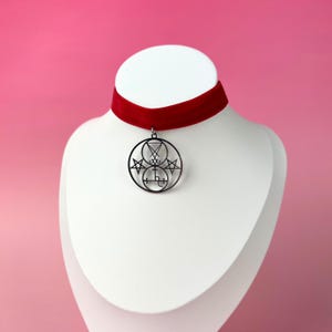 Luciferian Red Velvet Choker, Sigils of Lucifer, Lilith, and Inverted ...