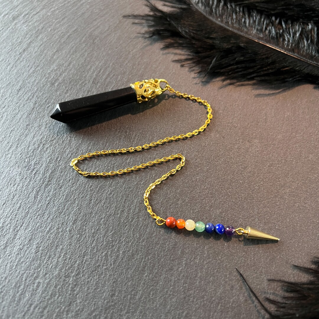 Goldene 7 Chakren Kristall Pendel Onyx Spike Charm Wünschelr - Etsy.de