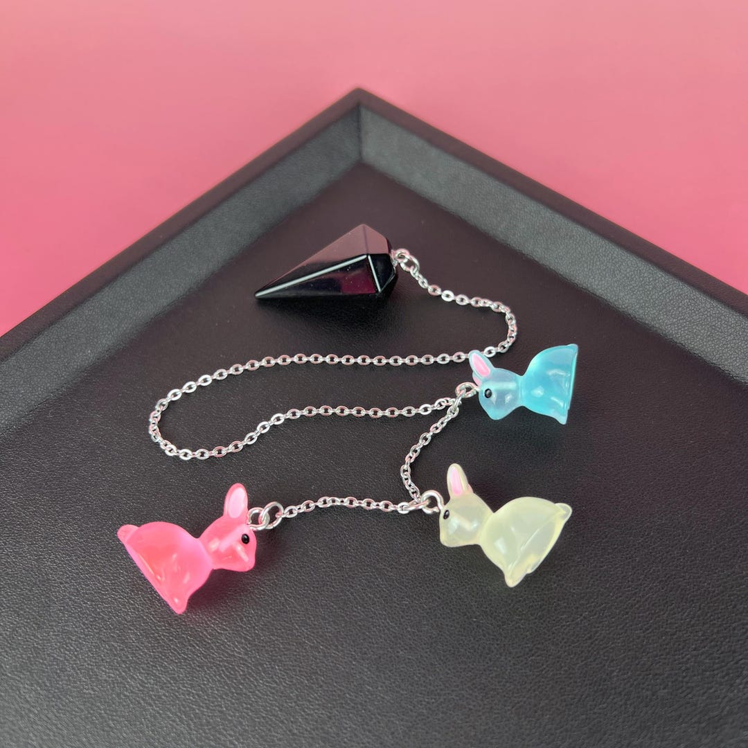 Cute Obsidian Gemstone Dowsing Pendulum, Easter Bunnies, Obsidian ...
