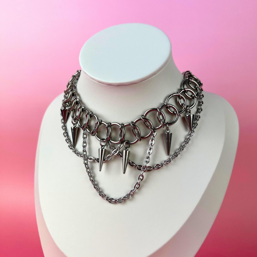 Gothic Chainmail Choker, Spikes and Chains, Centipede Maille - Etsy