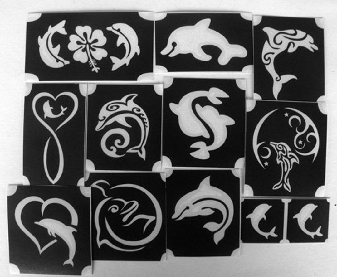 Bm2019 Set 1 DOLPHINS Animals Wave Tribal Infinity Heart Hibiscus ...