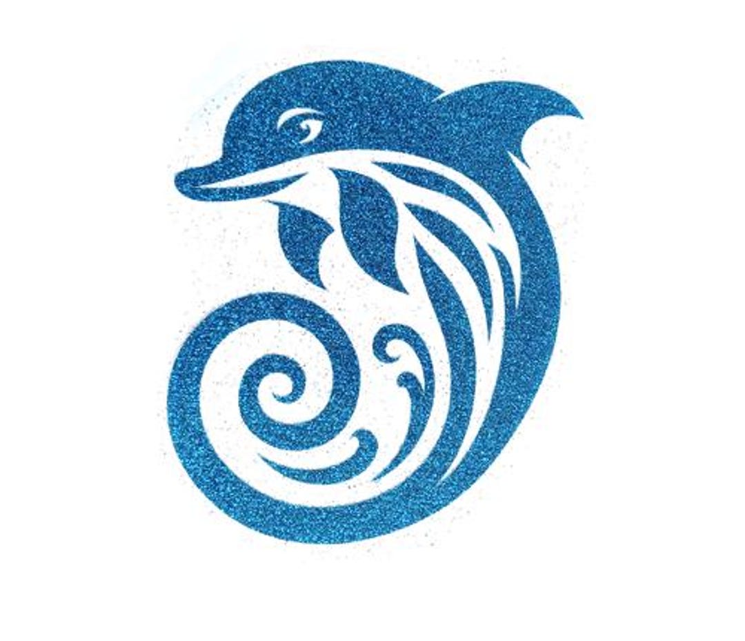 A Dolphin Swirl Awesome IRON ON TRANSFER Patch Glitter Foil Blue 5 ...