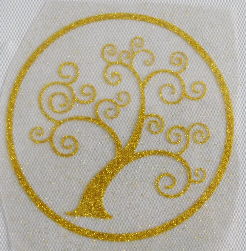 TREE of LIFE IRON on Transfer Patch Glitter Foil Gold 4 Inches Long ...