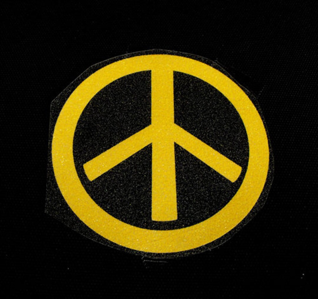 PEACE Sign IRON ON Transfer Patch Glitter Foil Fluor Yellow 4 Inches ...