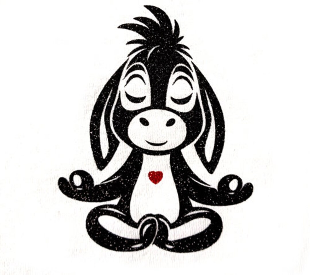 Cute Donkey Animal in Zen Mode IRON ON Transfer Patch Glitter Foil ...