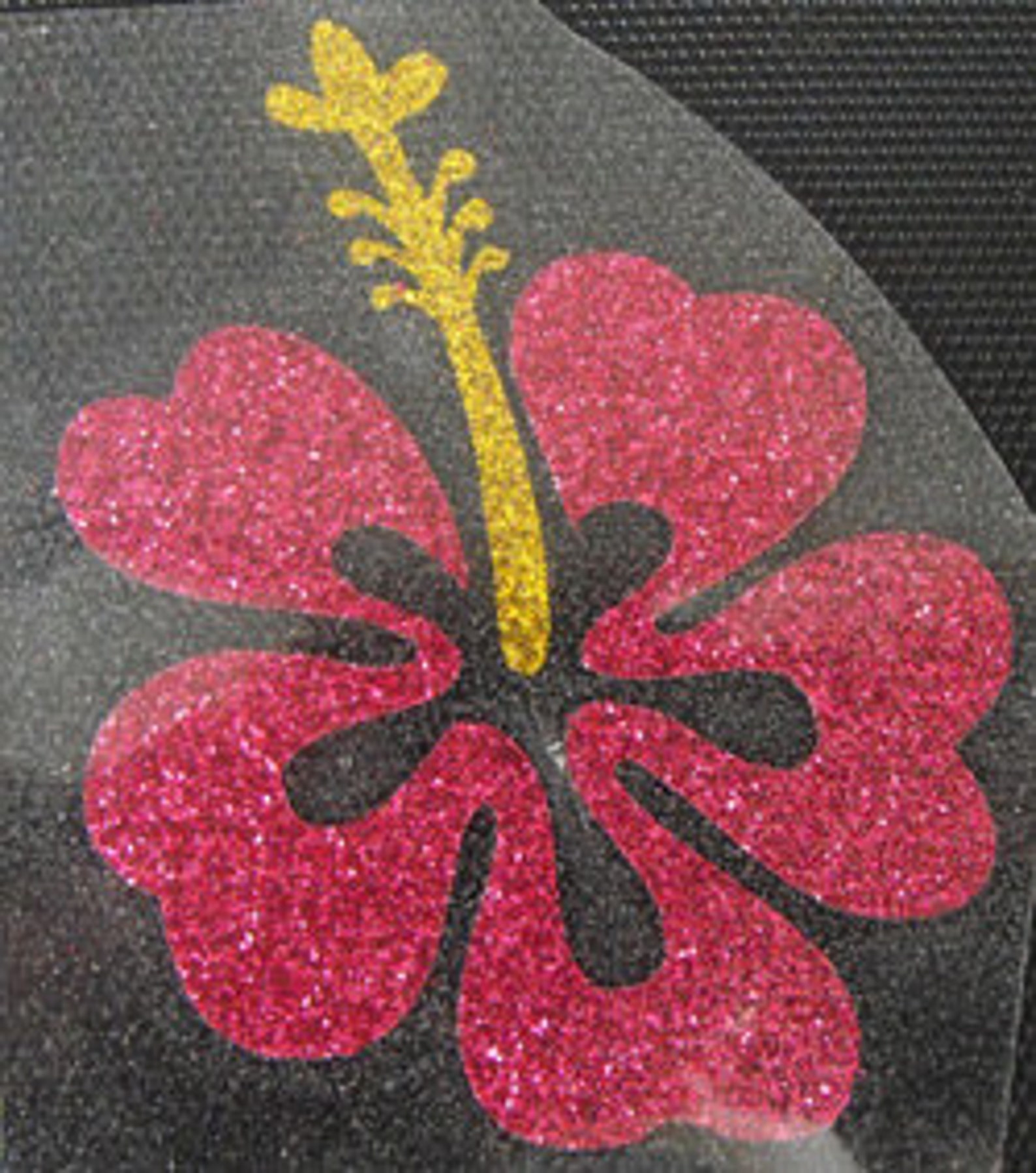 J114 Hibiscus Flower IRON ON TRANSFER Patch Glitter Foil Pink Gold 2.5 ...