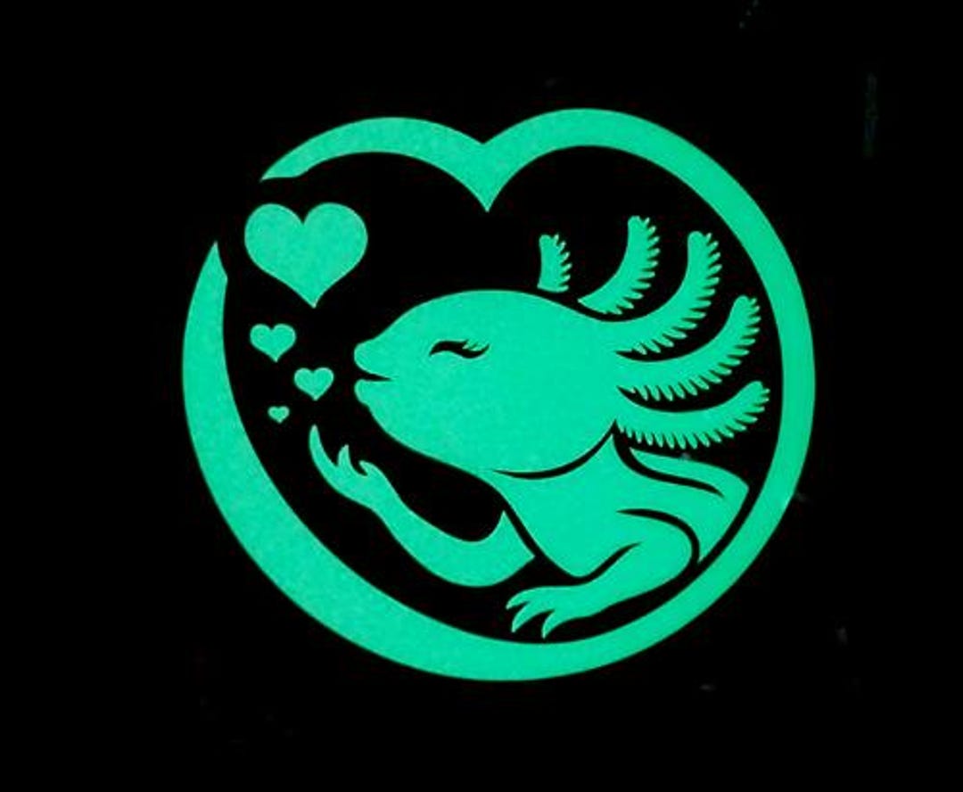 AXOLOTH Blowing a Kiss Glow in the Dark IRON ON Transfer Patch Flex 3,5 ...