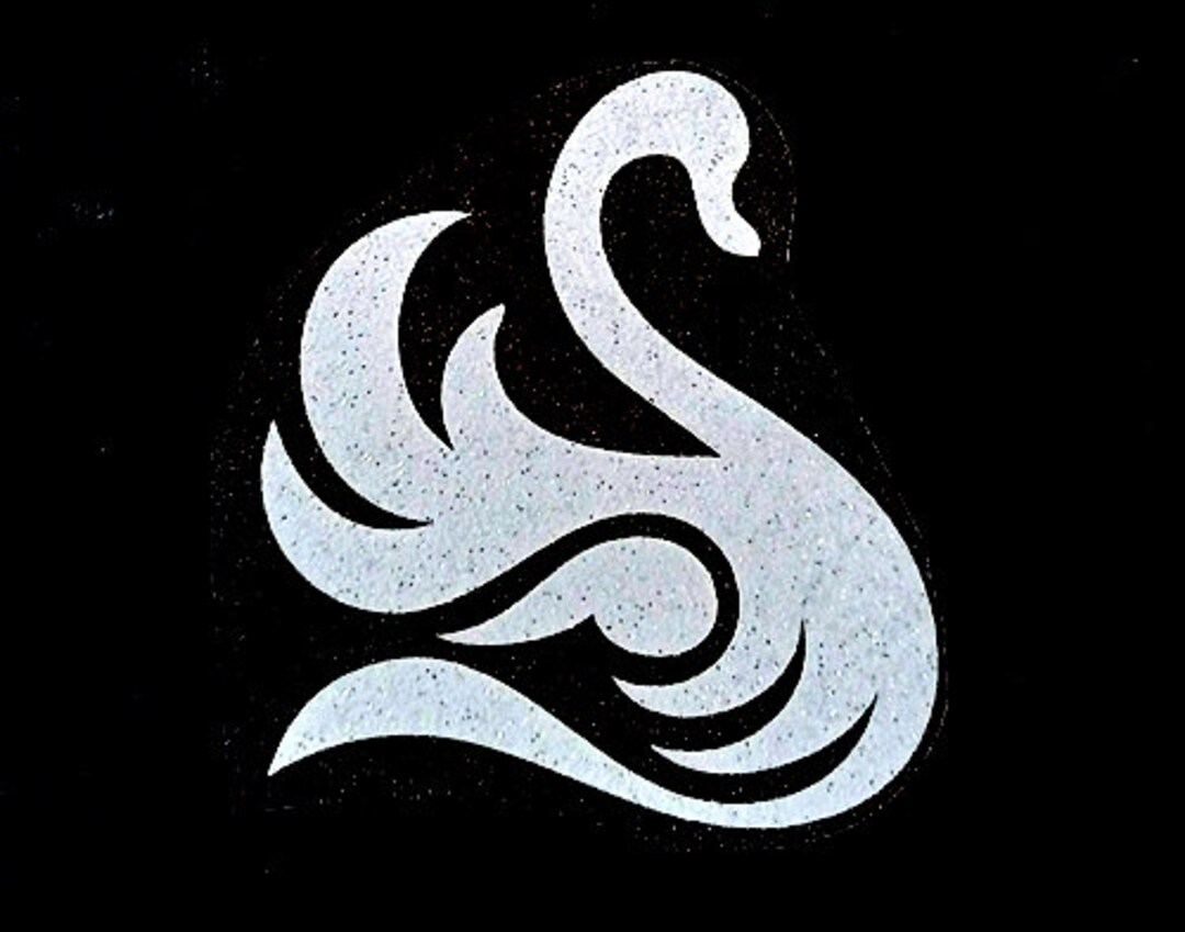 SWAN Beautiful Bird IRON on TRANSFER Patch Glitter Foil White 3 Inches ...