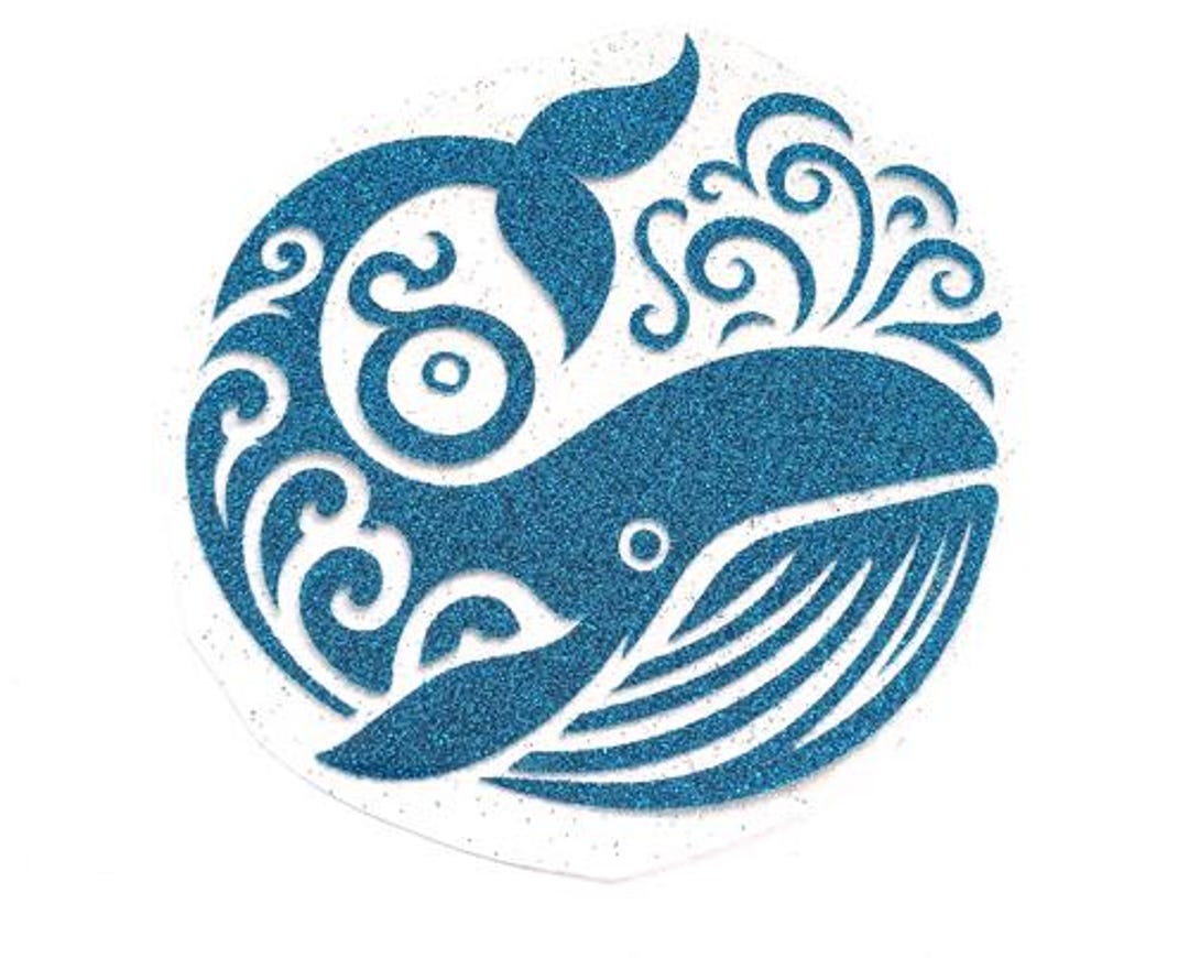 A Whale Sea Animal Awesome IRON ON TRANSFER Patch Glitter Foil Blue 4 ...
