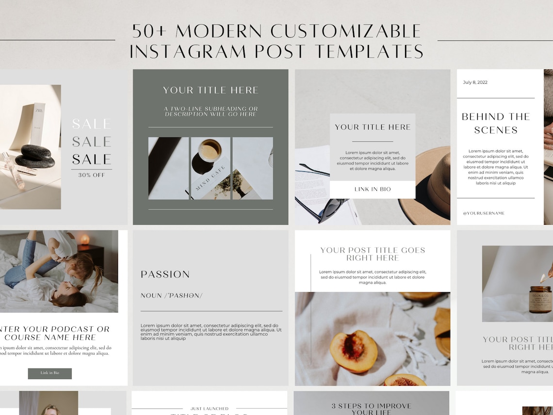 Modern Minimalist Instagram Post Template for Canva Canva - Etsy
