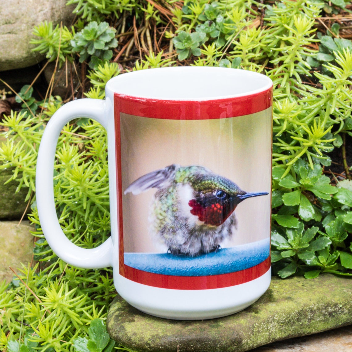 Hummingbird, Coffee Mug, Bird Mug, Bird Art, Red Mug, Nature Art ...