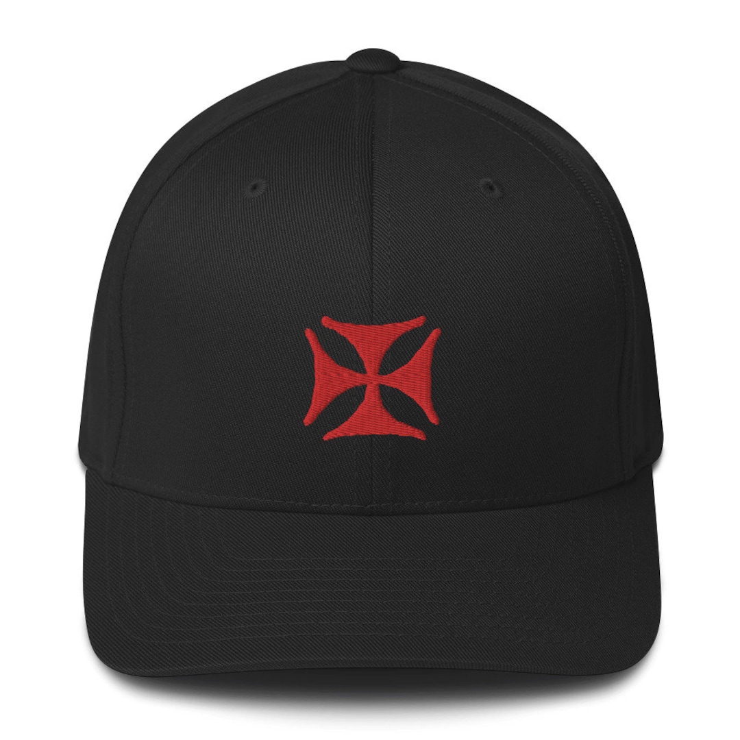 KNIGHTS TEMPLAR HAT : Black Structured Twill Baseball Cap With Medieval ...