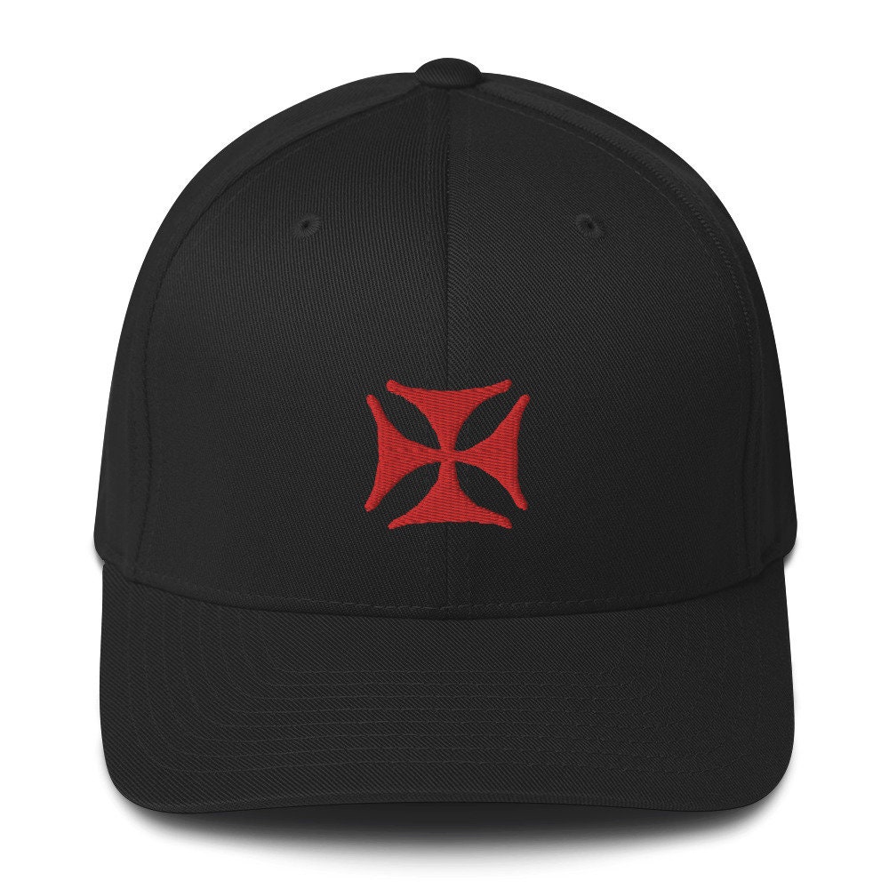 KNIGHTS TEMPLAR HAT : Black Structured Twill Baseball Cap With Medieval ...