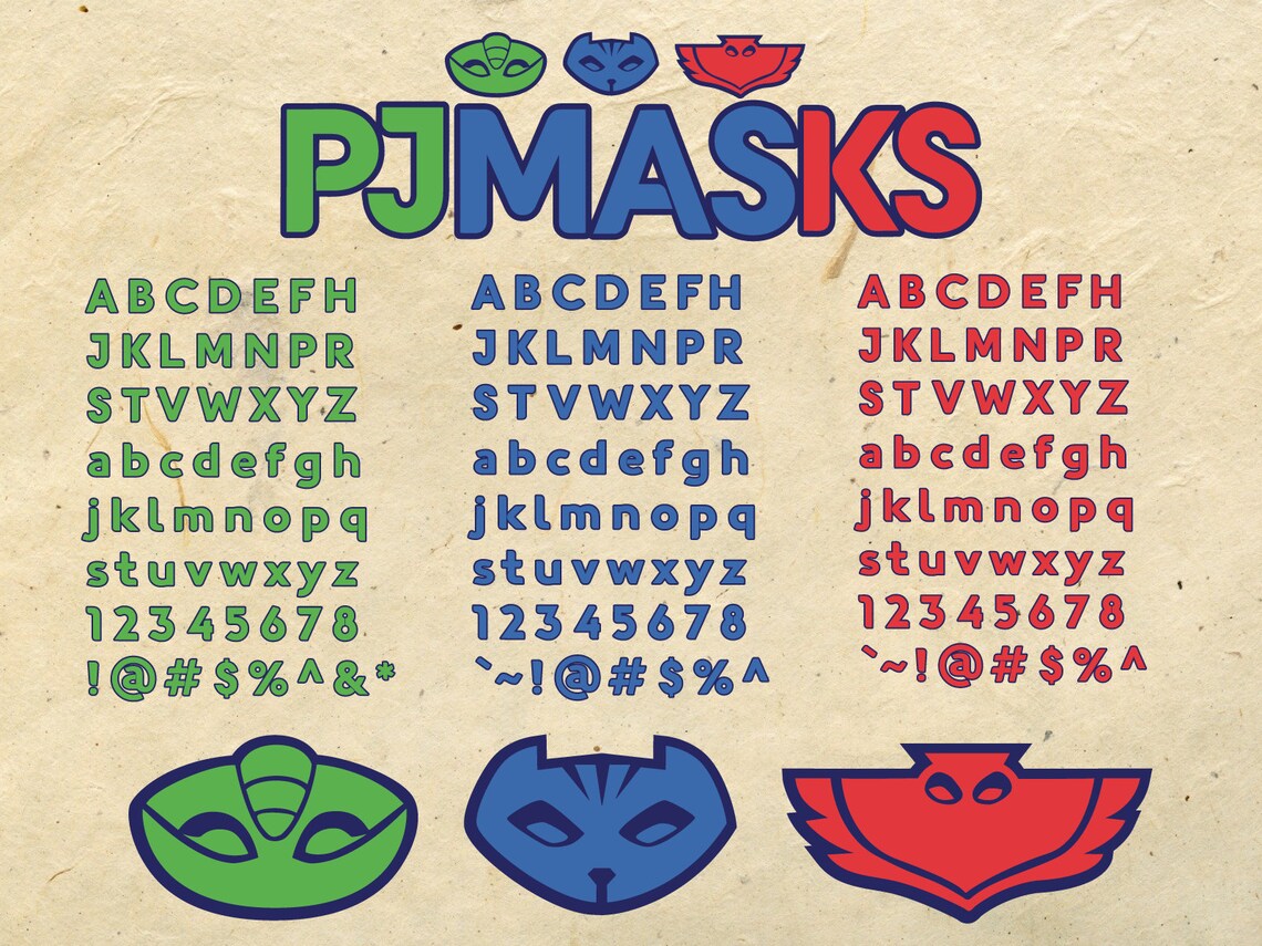 PJ Mask SVG PJ Masks Font Png Pdf Dxf File Print Cut for | Etsy