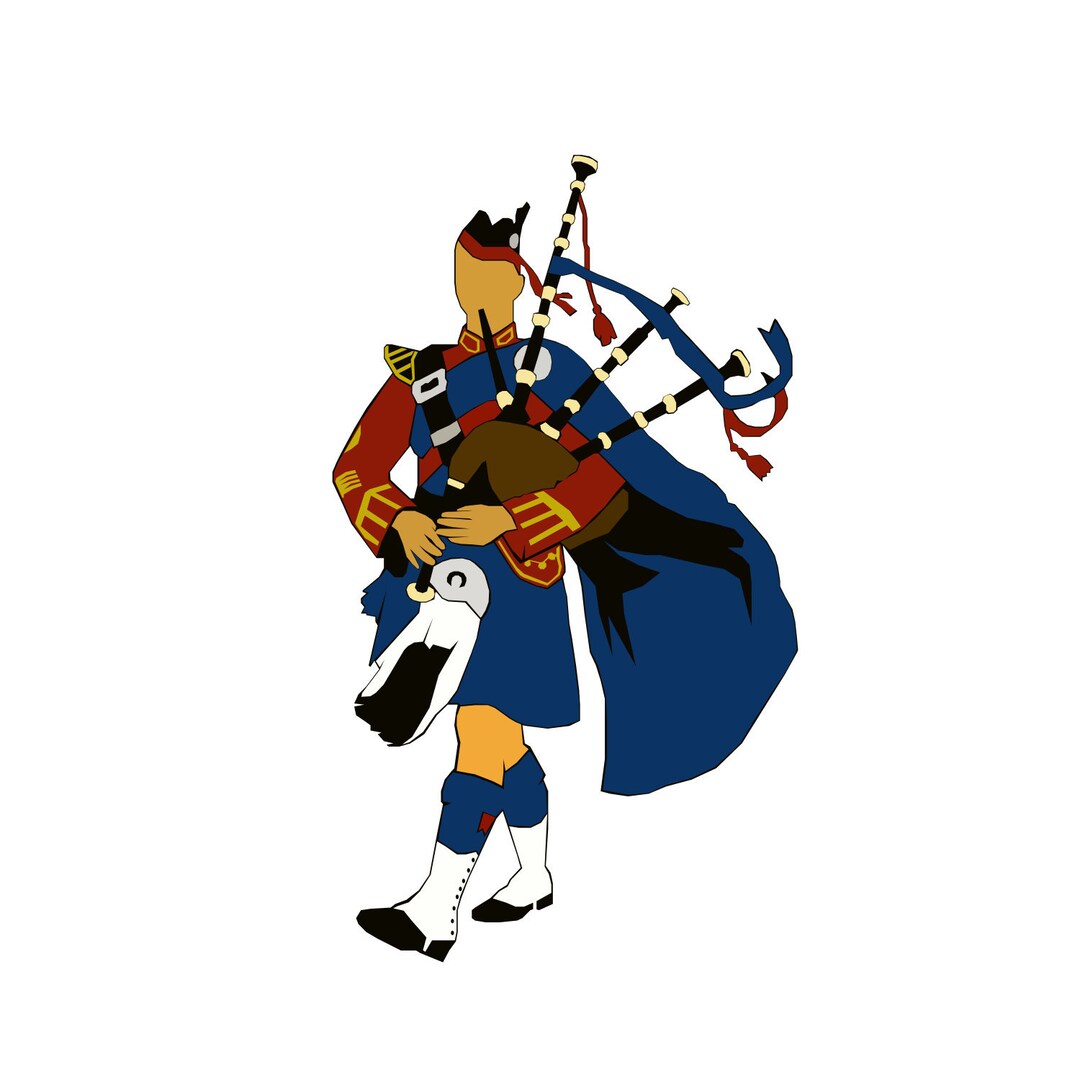 Scottish Bagpiper SVG JPG W/ Multicolor Detail - Etsy