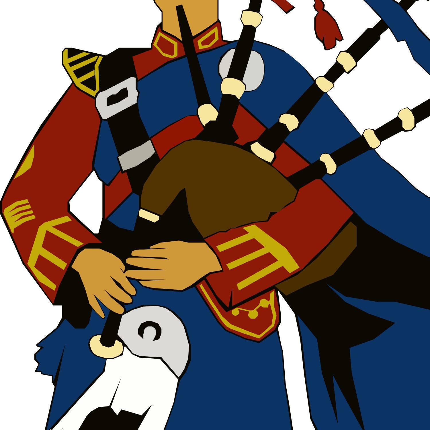 Scottish Bagpiper SVG JPG W/ Multicolor Detail - Etsy