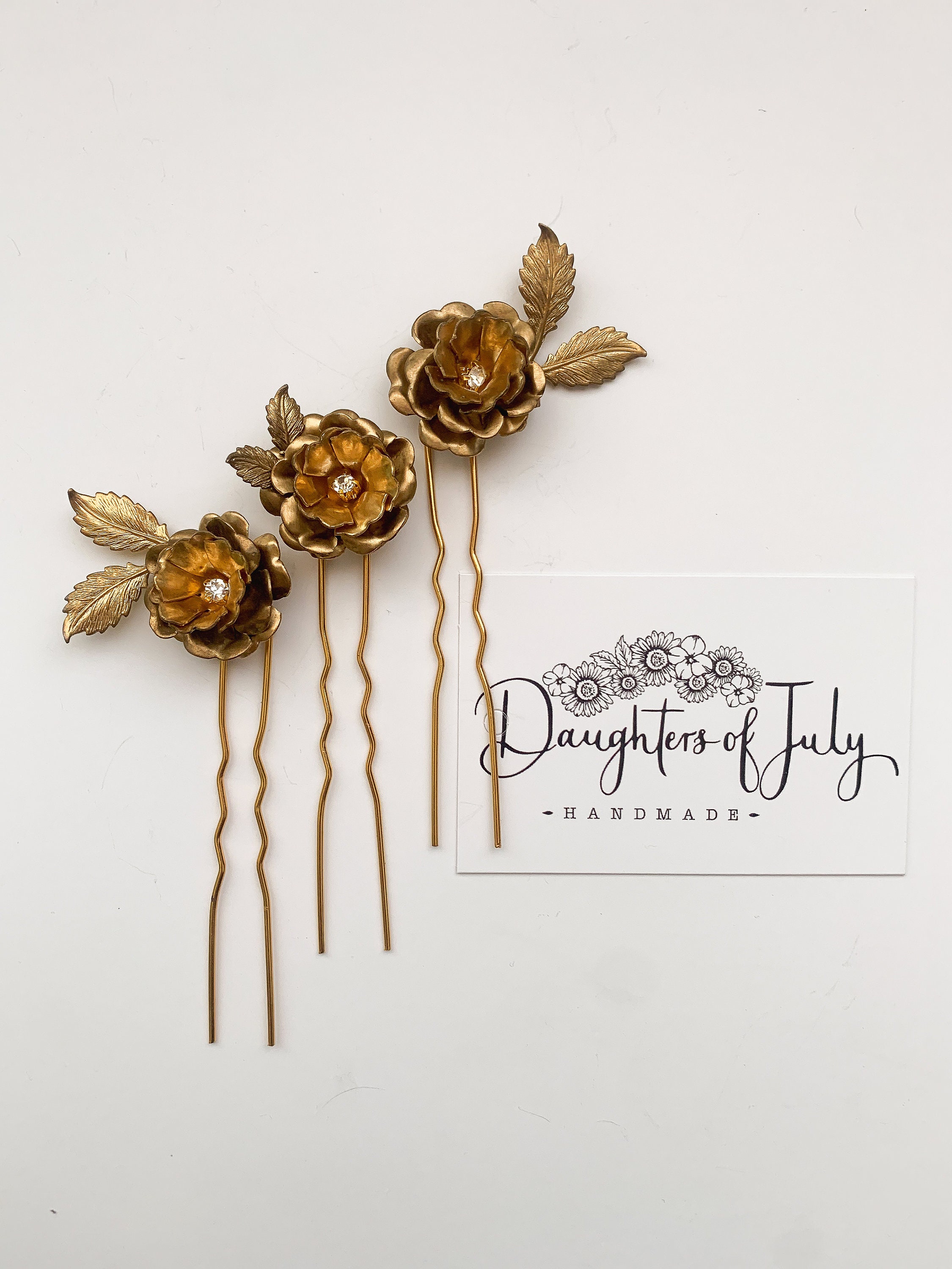 Cabbage Rose Hair Pins. Gold Rose Hair Pins. Rose Bridal Hair - Etsy