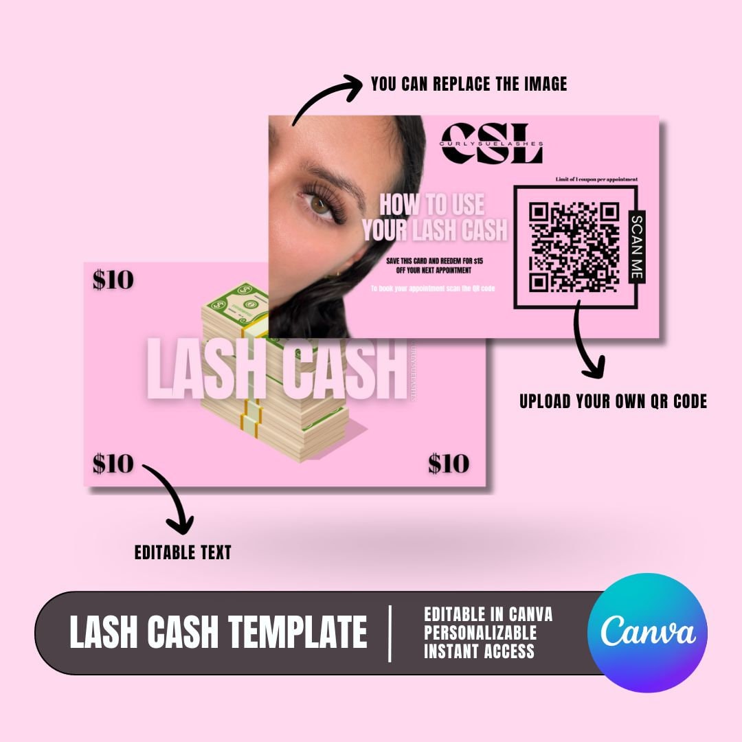 Lash Cash Template - Etsy