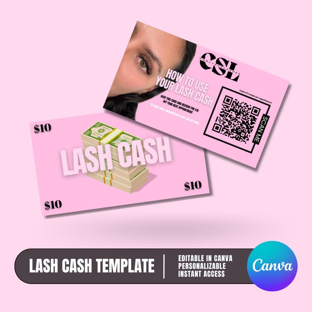 Lash Cash Template - Etsy