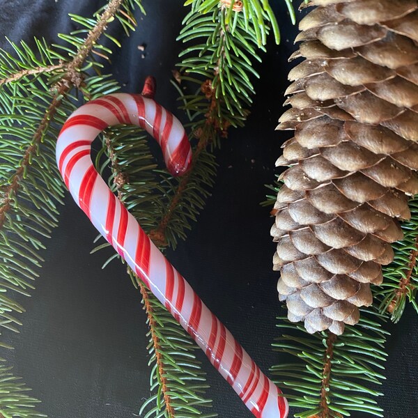 Glass Candy Cane Ornament - Etsy