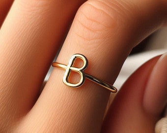Minimalist Letter Z Ring Yellow Gold Z Initial Ring Z Letter Jewelry Dainty Solid Gold Z Gift Z ...