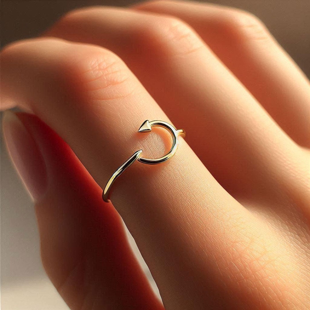 Minimalist Fish Hook Ring Yellow Gold Fish Hook Gold Fishing Jewelry ...