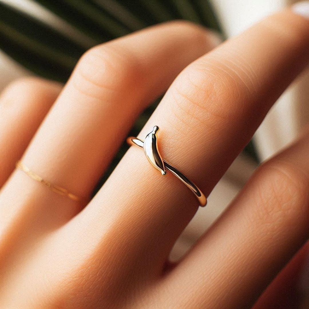 Minimalist Banana Ring Yellow Gold Banana Ring Fruit Ring Banana ...