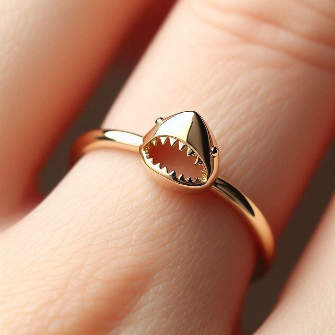 Minimalist Shark Ring Yellow Gold Shark Ring Great White Shark Ring ...