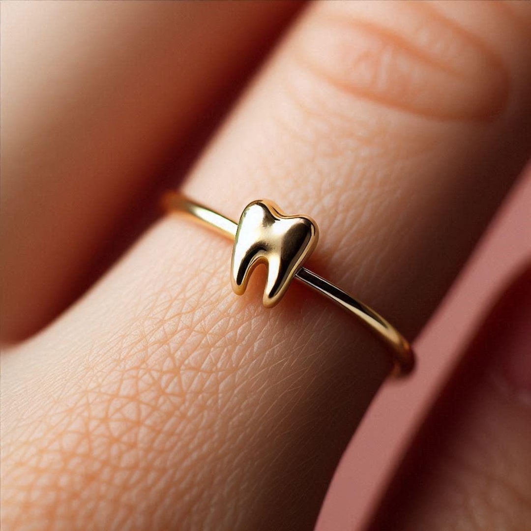 Minimalist Tooth Ring Yellow Gold Tooth Ring Dentist Ring Tooth Jewelry ...