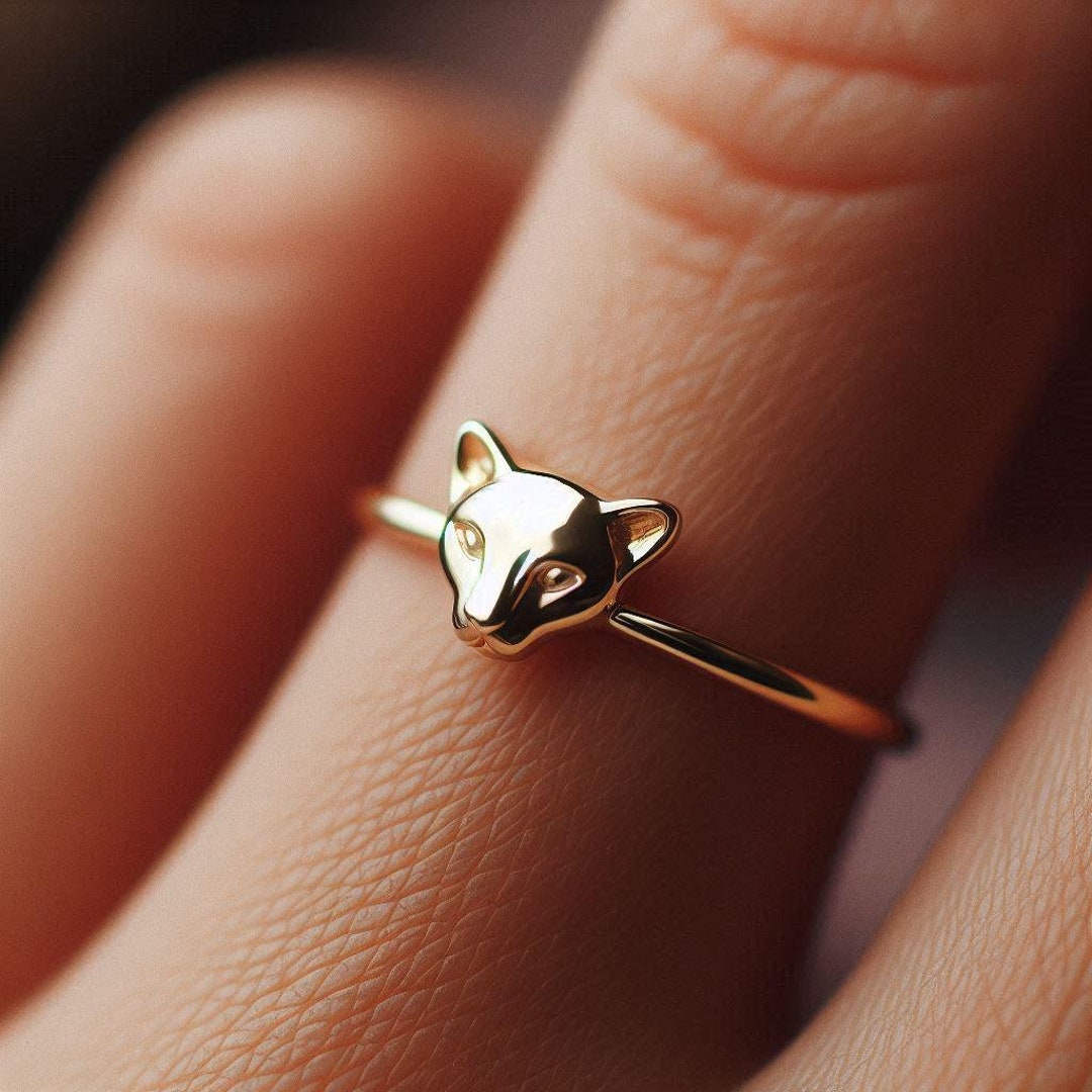 Minimalist Cougar Ring Yellow Gold Cougar Ring Puma Ring Cougar Jewelry ...
