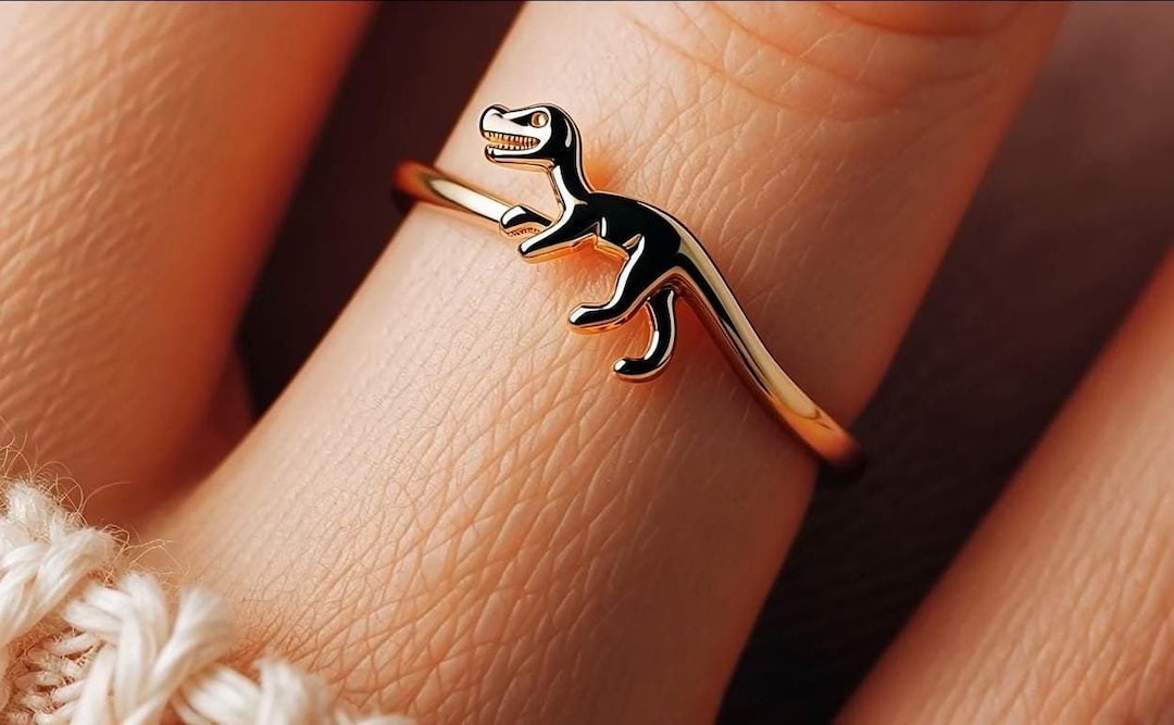 Minimalist T-rex Ring Yellow Gold T-rex Ring Tyrannosaurus Ring T-rex ...