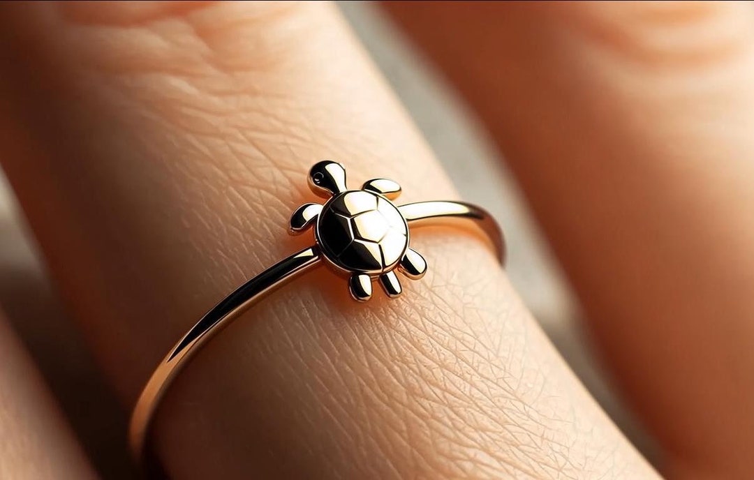 Minimalist Turtle Ring Yellow Gold Turtle Ring Tortoise Ring Turtle ...
