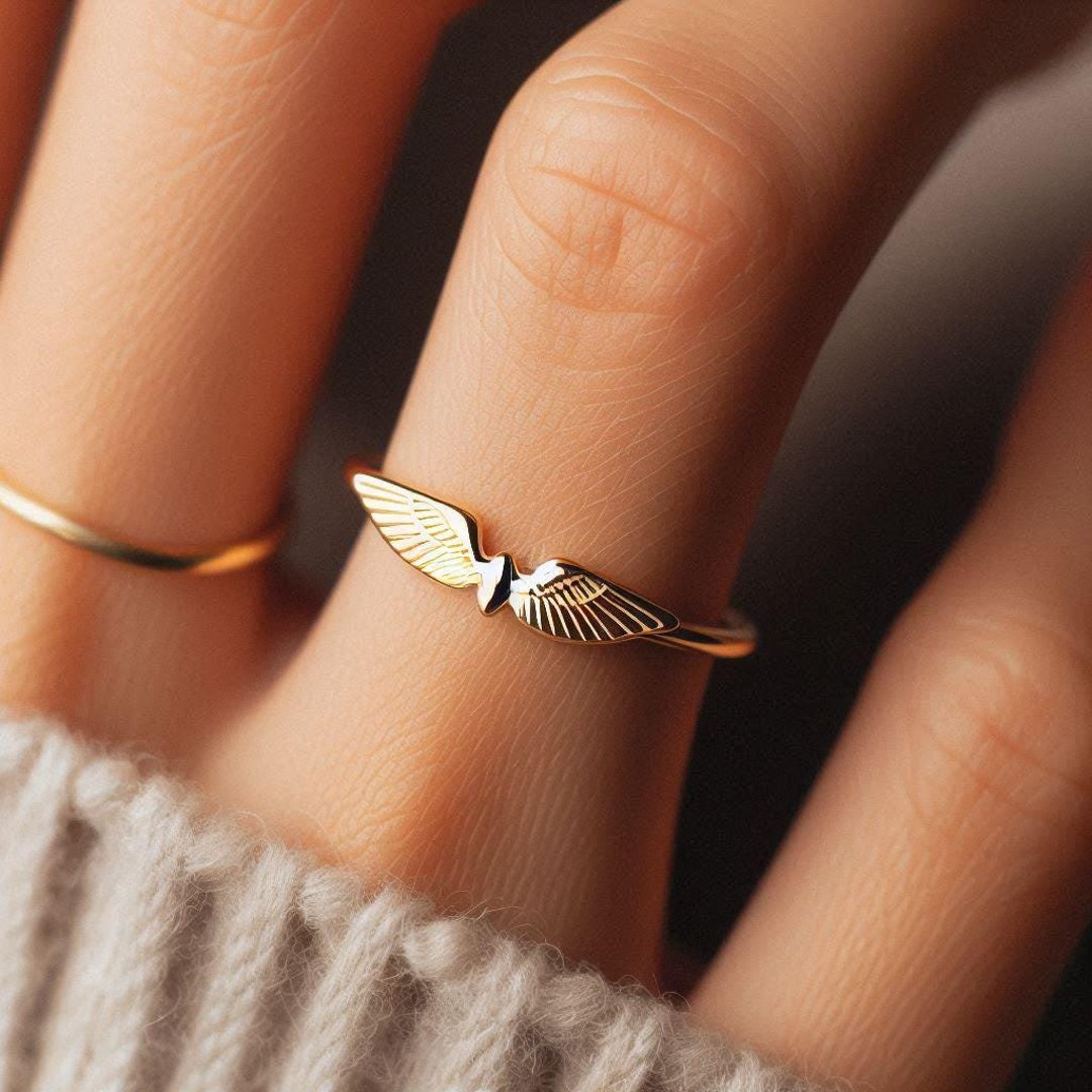 Minimalist Pilot Ring Yellow Gold Pilot Ring Pilot Wings Ring Pilot ...