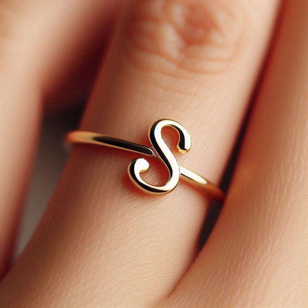 Minimalist Letter S Ring Yellow Gold S Initial Ring S Letter Jewelry ...