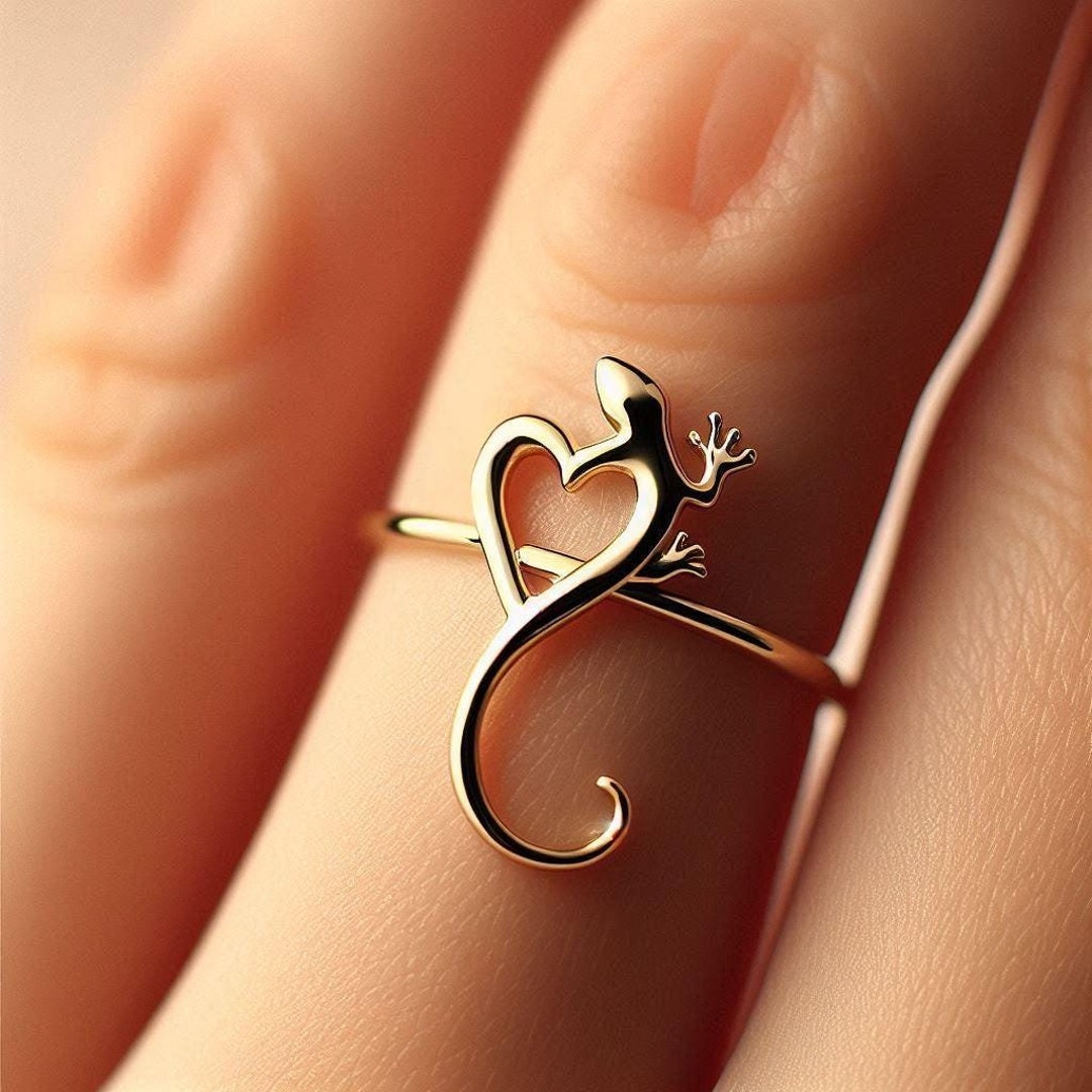 Minimalist Lizard Ring Yellow Gold Lizard Ring Lizard Jewelry Dainty Solid Gold Lizard Gift ...