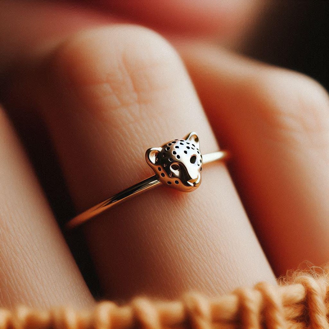Minimalist Cheetah Ring Yellow Gold Cheetah Ring Africa Ring Cheetah ...
