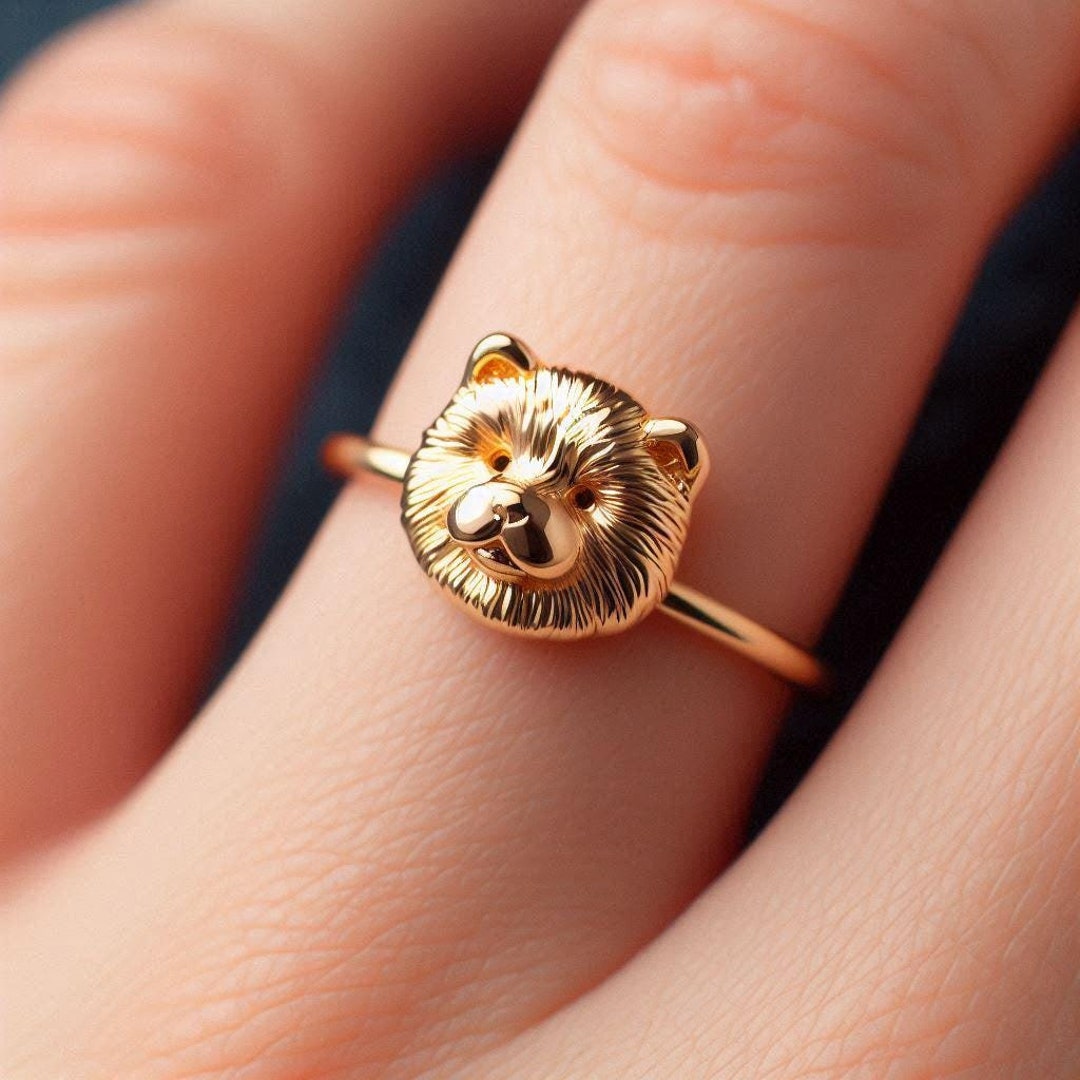 Buy Minimalist Chow Chow Ring Yellow Gold Chow Chow Ring Chow Dog Ring ...