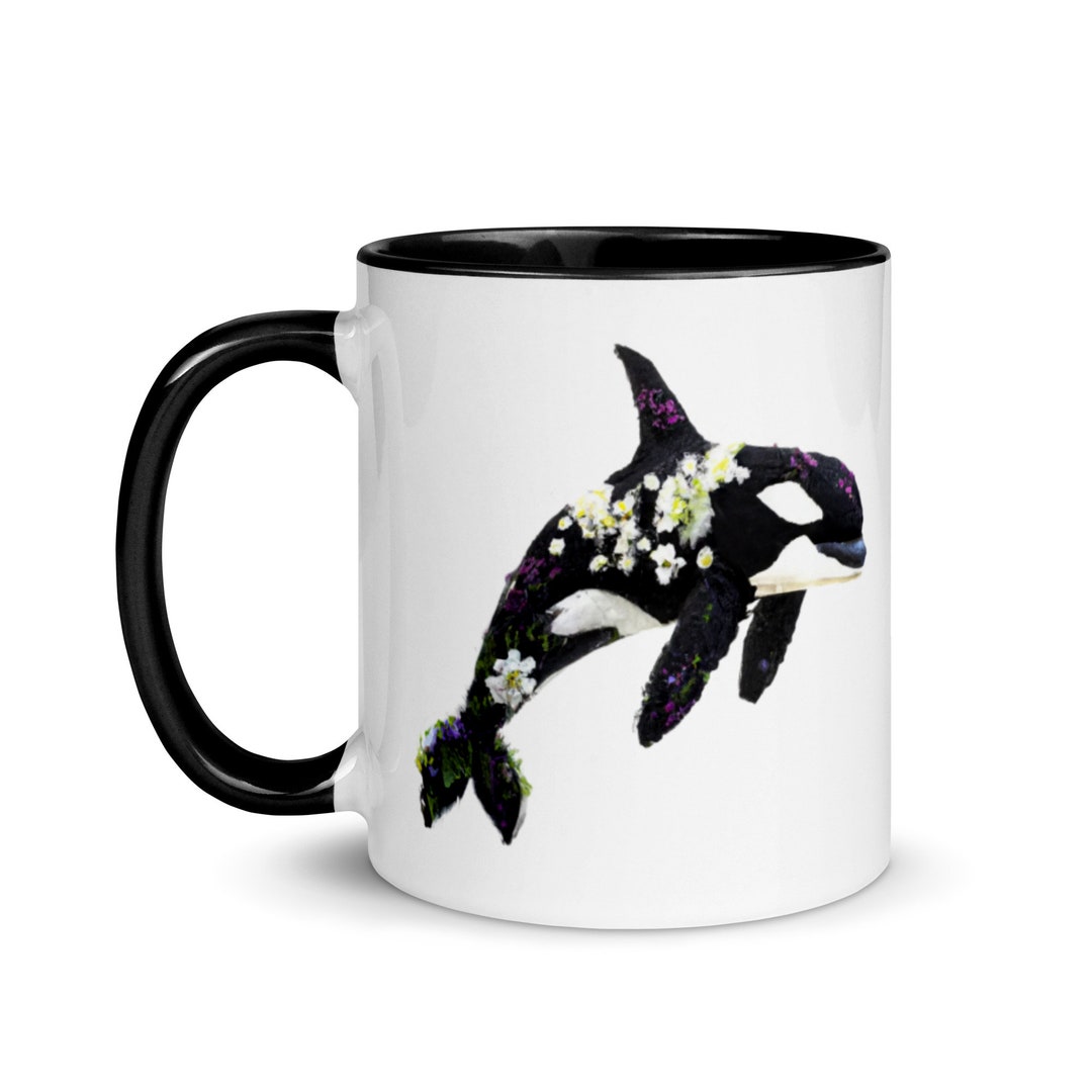 Orca Flowers Mug Orca Lover Killer Whale Mug Orca Mug Orca Art Mug Orca ...