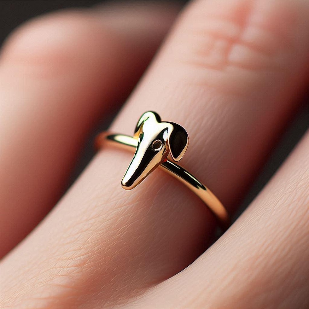 Minimalist Greyhound Ring Yellow Gold Greyhound Gift Gold Greyhound ...