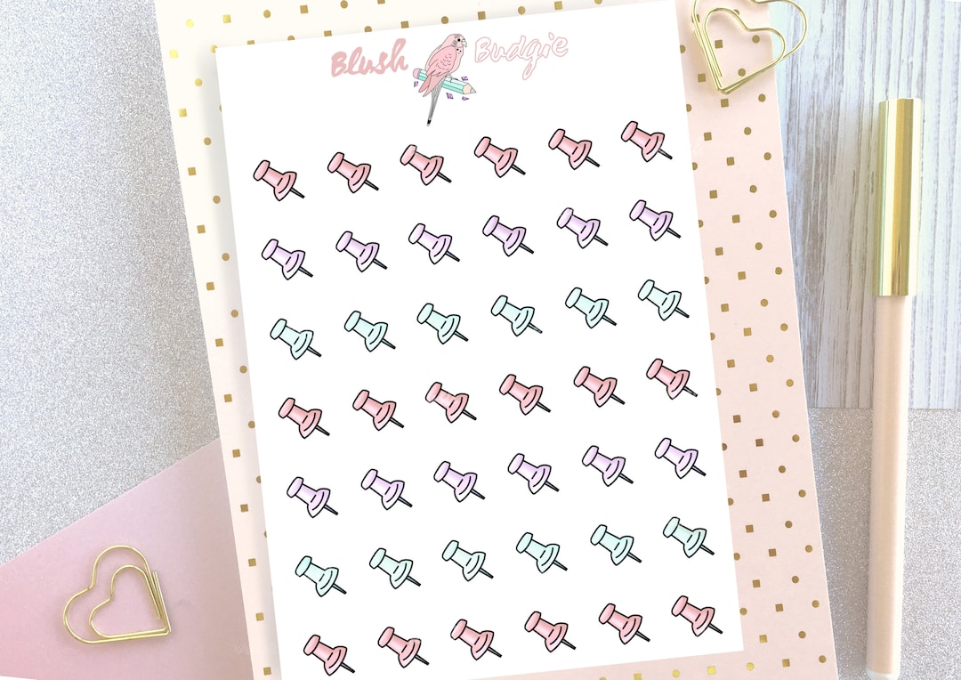 Push Pin Planner Stickers Pink Push Pins Stickers Tacks - Etsy