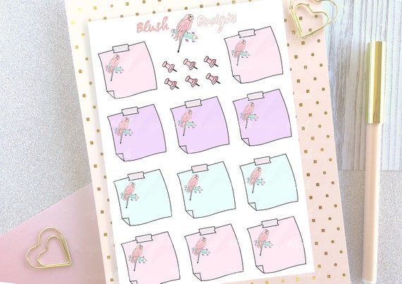 Planner Sticky Note Stickers Pastel Sticky Notes Pink | Etsy