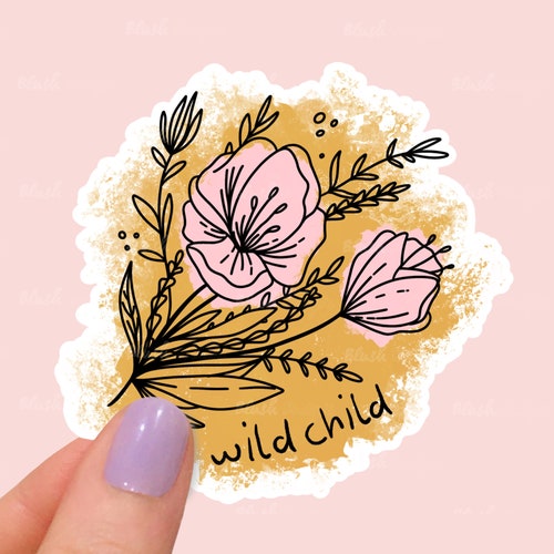 Stickers, Labels & Tags Stickers Wild Child circle sticker; Flowery ...