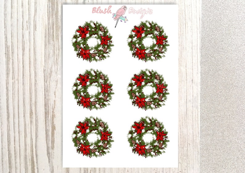 Christmas Wreath Stickers Vinyl Sticker Set Handmade for - Etsy