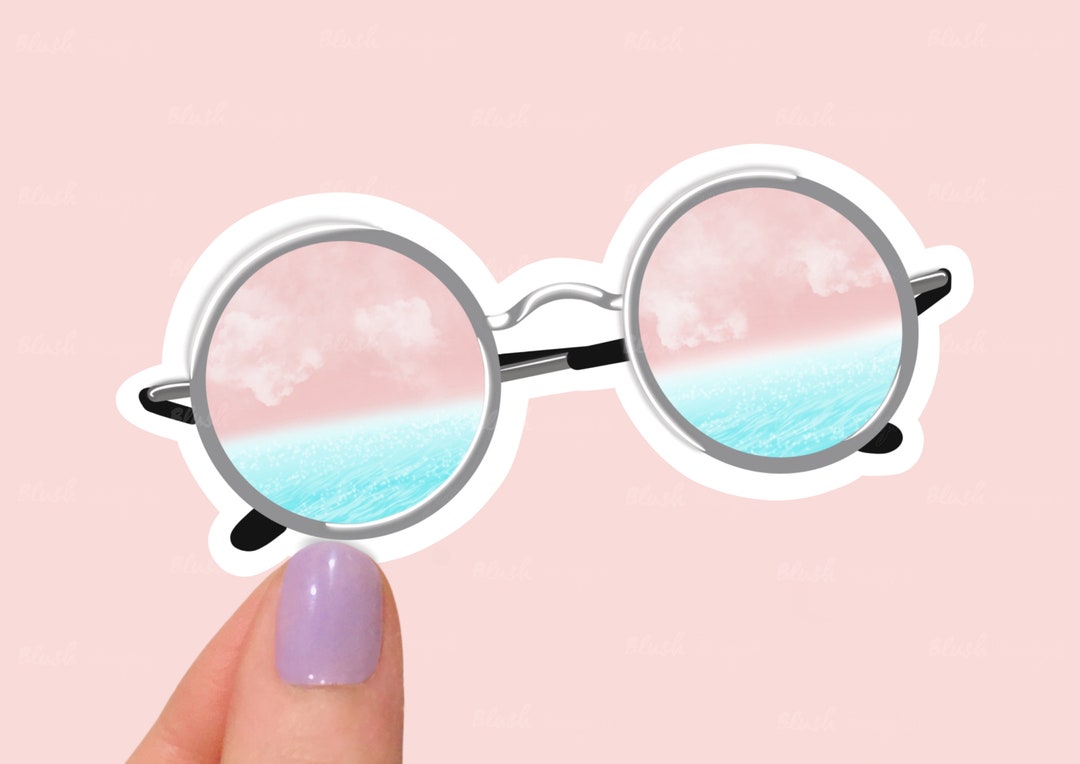 Glasses Sticker Skyline Through Glasses Sticker Glasses Laptop Sticker ...