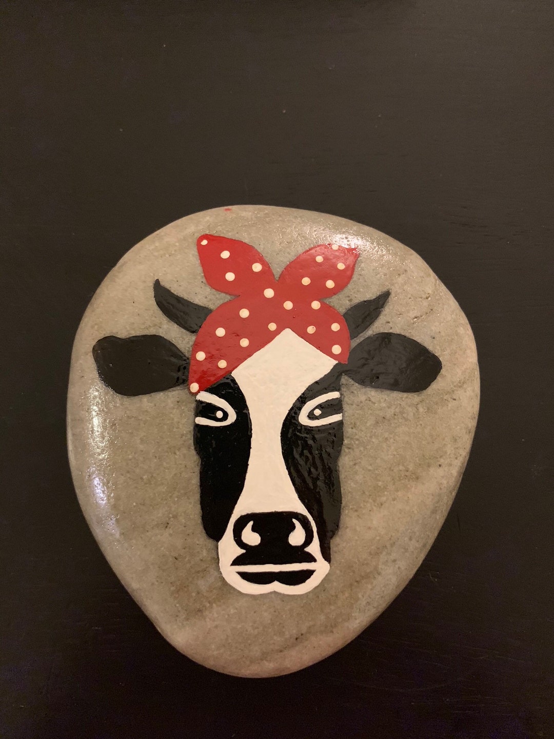 Hand Painted Cow Rock - Etsy
