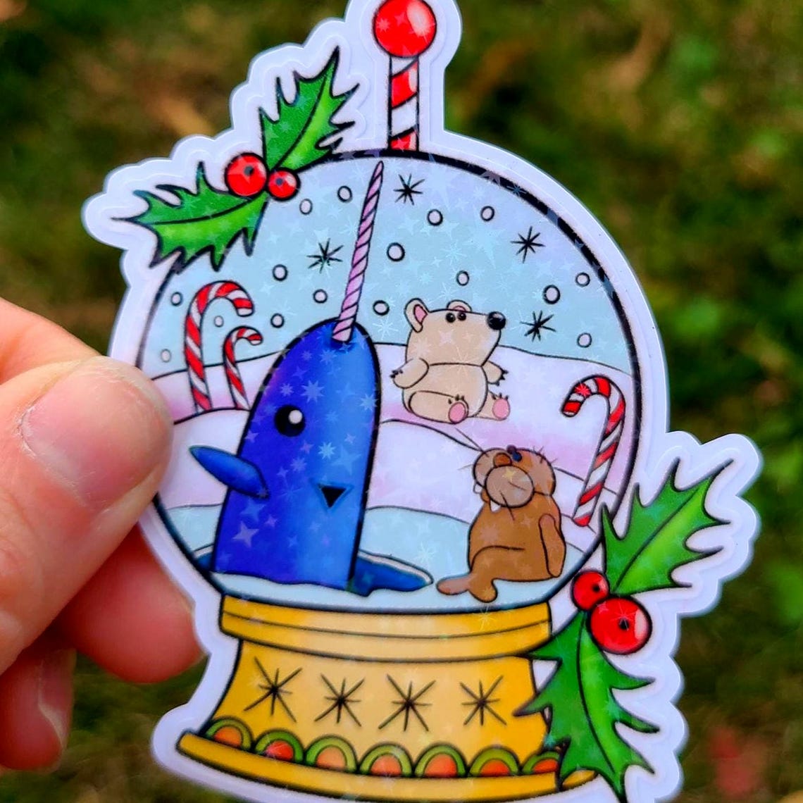 Elf Snow Globe Glitter Die Cut Sticker - Etsy