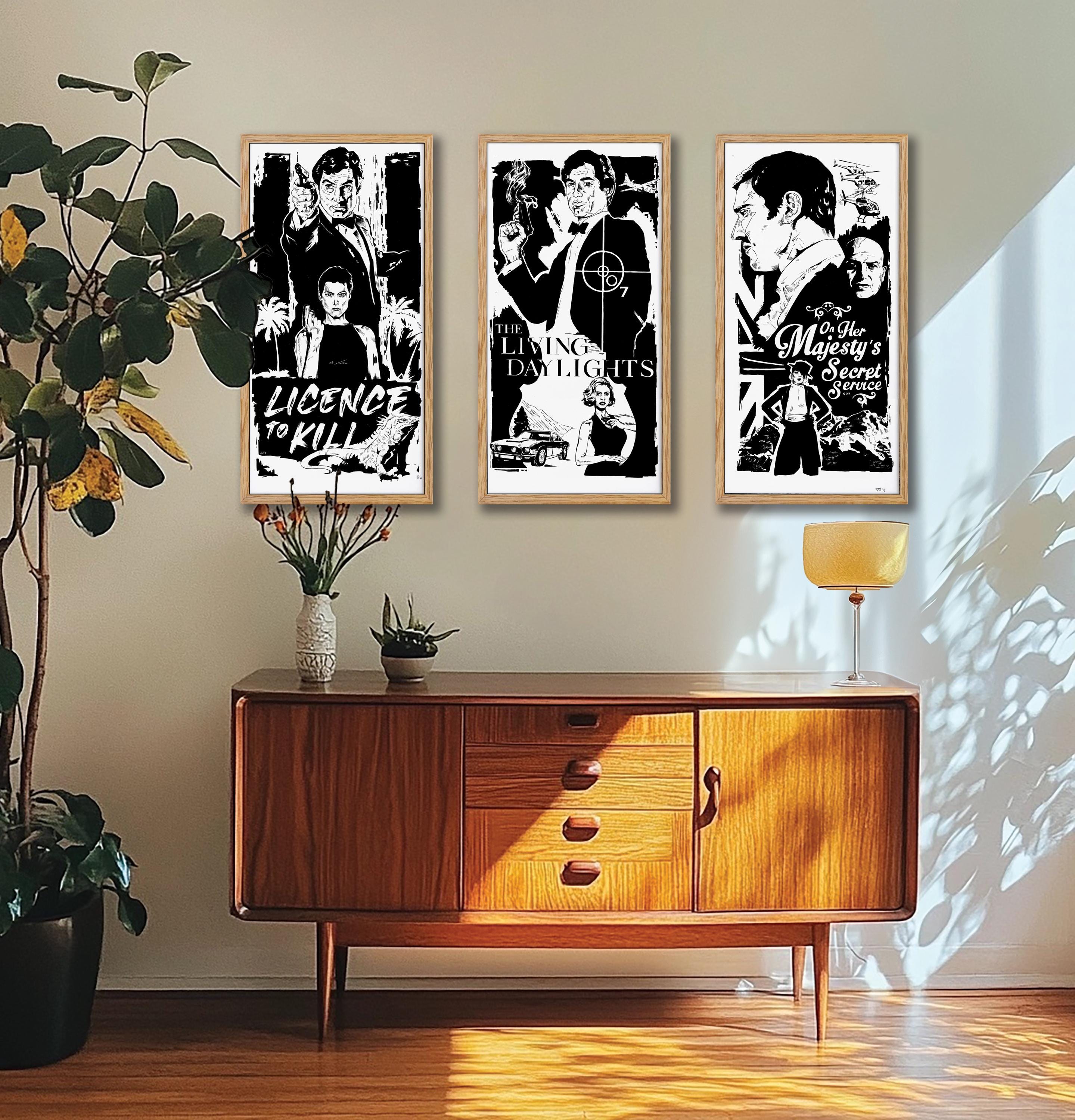 James Bond Posters – the George Lazenby and Timothy Dalton Eras – Set ...