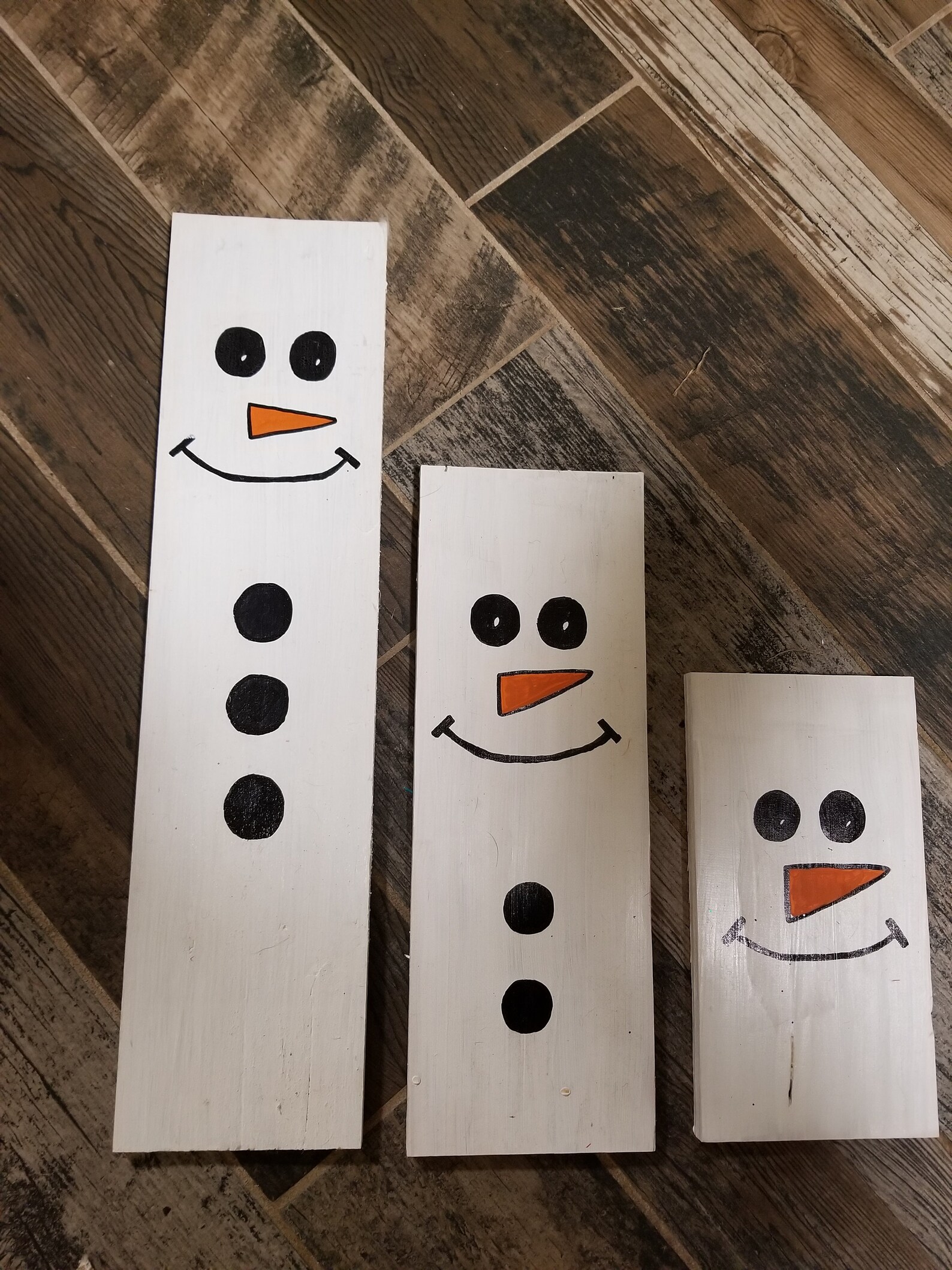 Rustic Wooden Snowmen Set of 3 - Etsy