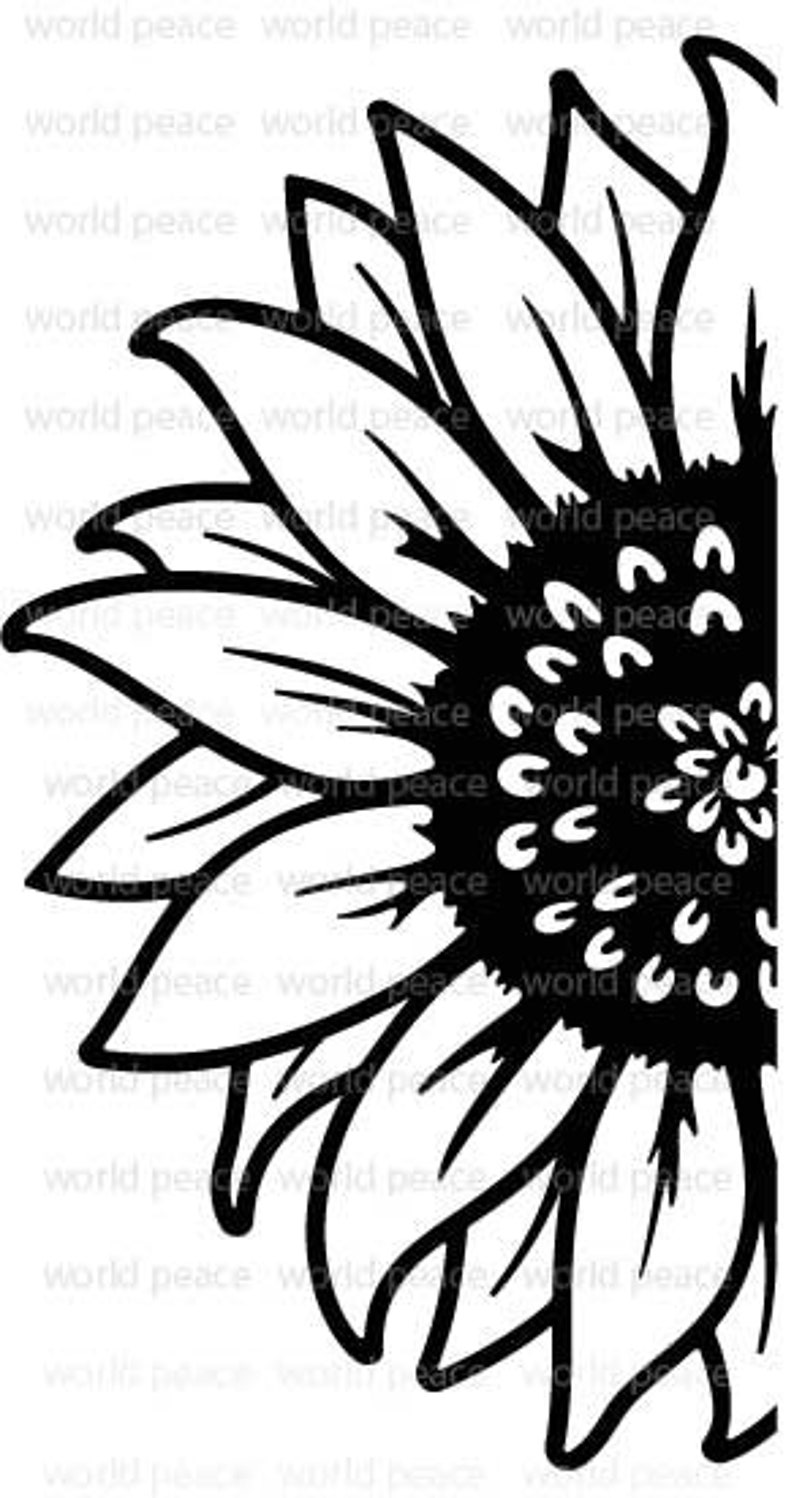Clip Art Floral Clipart Half Sunflower Svg Cut File Sunflower Svg Files